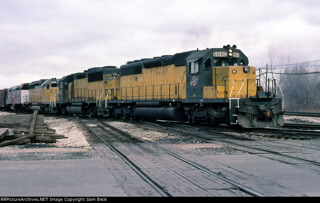CNW 6840, 5079, UP 3968, and NJT 4139